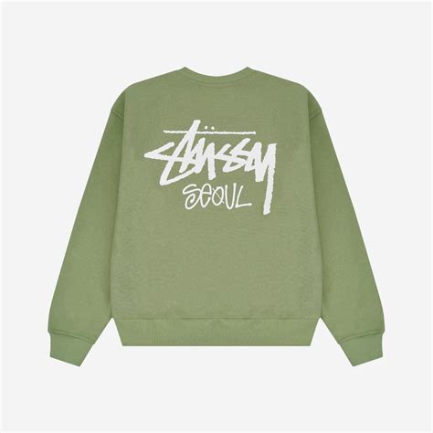 스투시 스탁 서울 크루넥 모스 2023 Stussy Kream