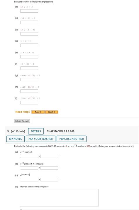 Solved Evaluate Each Of The Following Expressions A Chegg