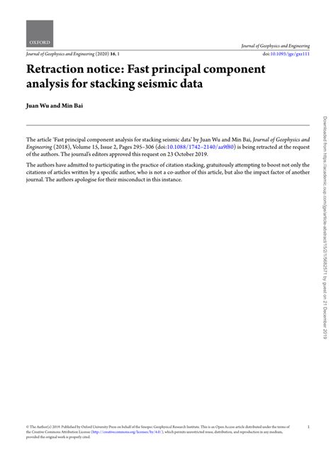 Pdf Retraction Notice Fast Principal Component Analysis For Stacking