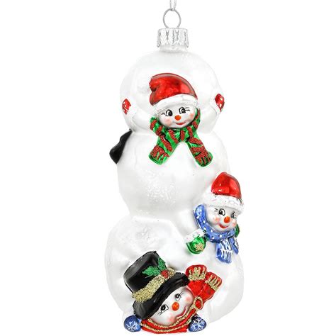 Snowmen In Snowballs Glass Ornament