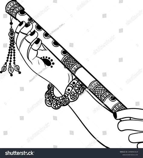 Krishna Flute Clipart Black And White