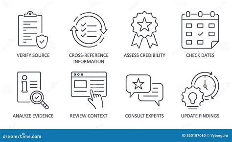 Fact Checking Vector Icons Process Of Verifying News And Information Media Claims And