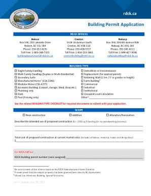 Fillable Online Building Permits Investment Ready Nakusp Fax Email