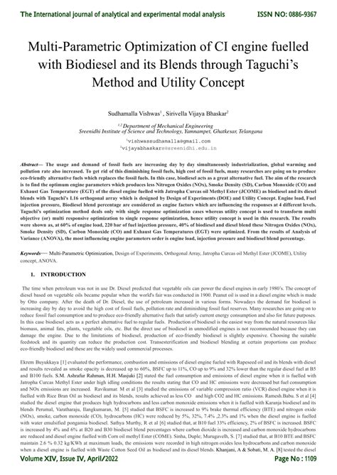 pdf multi parametric optimization of ci engine fuelled with biodiesel