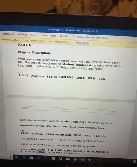 Solved Csc134 Lab41 Protected View Saved To This Pc
