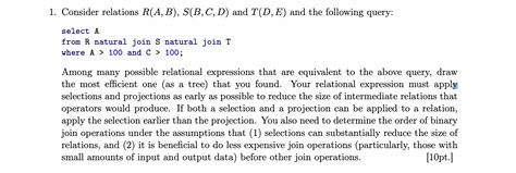 Solved 1 Consider Relations Rabsbcd And Tde And
