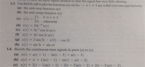 Solved Use Matlab To Plot The Functions A H For Chegg