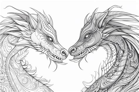 Premium Ai Image A Sketch Of Two Dragons Facing Each Other
