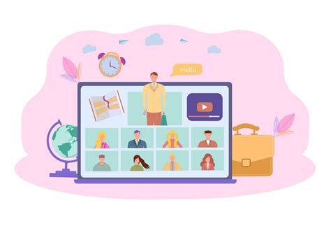 Internet Class Stay At School The Teacher Conducts Classes Online