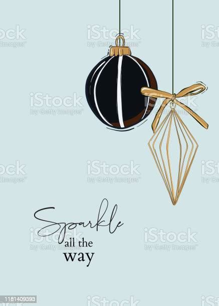 크리스마스와 새해 복 많이 받으세요 템플릿 검은 금 색 겨울 인사말 카드에 매달려 Bauble 트렌디 한 복고풍 스타일 벡터