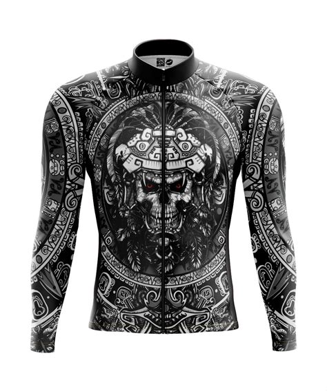 Jersey Ciclismo Manga Larga Maillot Mtb Calavera Gris Penacho Ojos Rojo