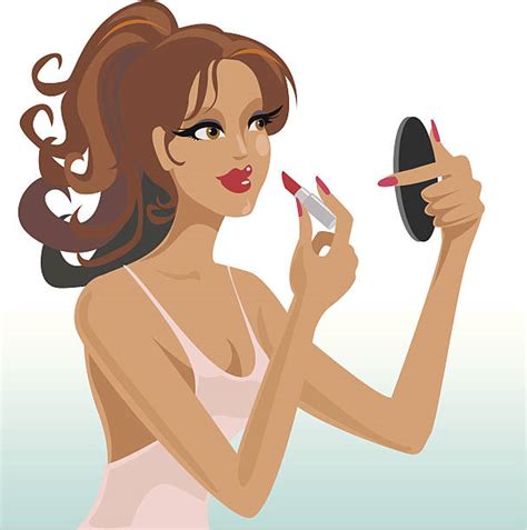 Beautiful Woman Applying Makeup Illustrations Royalty Free Vector