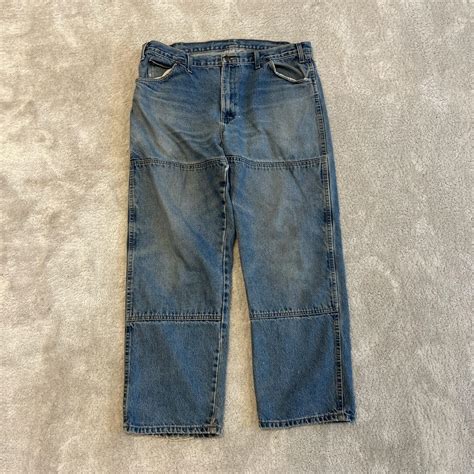 Dickies Blue Double Knee Baggy Jeans Size Xl Depop