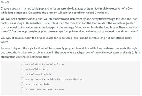 Solved Phase Create A Program Named While Pep And Write An Chegg Com