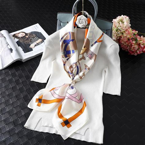 말 스카프 여성 브랜드 디자인 실크 두건 스카프 90x90cm 봄 여름 목도리 목 머리 스카프womens Scarves