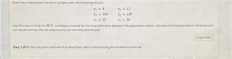 solved given two independent random samples with the