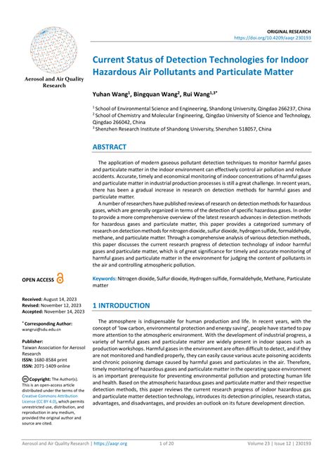 PDF Current Status Of Detection Technologies For Indoor Hazardous Air Pollutants And