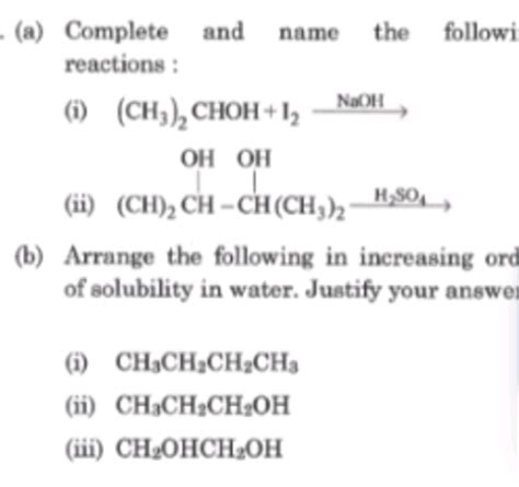 a Complete and name the followi reactions i | StudyX