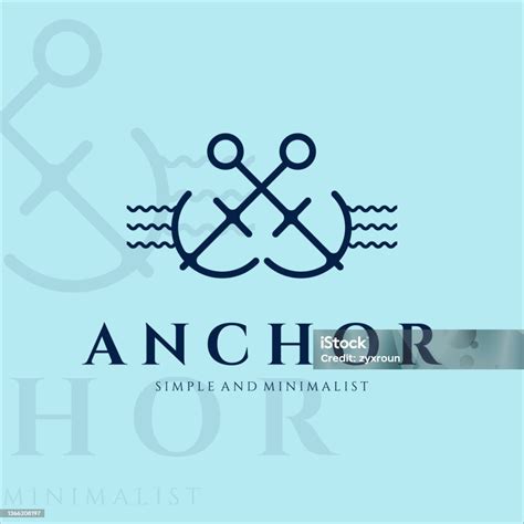 앵커 선박 로고 미니멀 한 라인 아트 아이콘 일러스트 템플릿 디자인 해양 또는 선원 비즈니스 컨셉 심볼 디자인을 위한 최소 로고 엠블럼 앵커 닻에 대한 스톡 벡터 아트 및