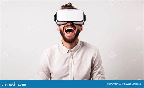 Man Looking With Virtual Reality Vr Technology Stock Illustration