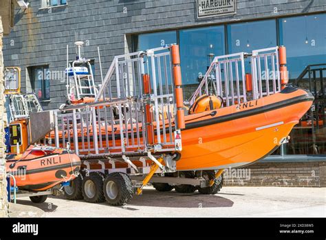The Atlantic 85 Class Lifeboat And The Smaller D Class Lifeboat Ready