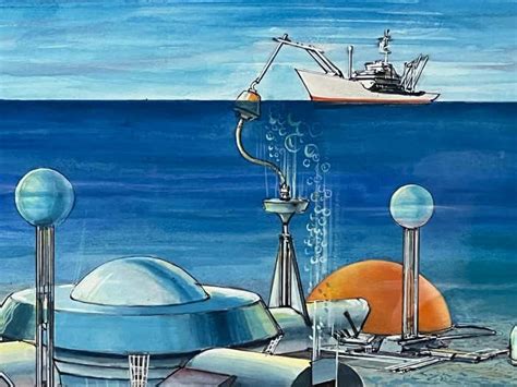 Submarine Dystopia 2 Futuristic Underwater Landscape Gouache Galerie