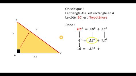 Calcul de la longueur d un côté de l angle droit dans un triangle