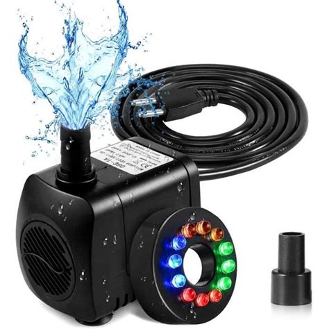 Pompes Submersibles 15W 700L H Pompe à Eau Submersible avec 12 LED