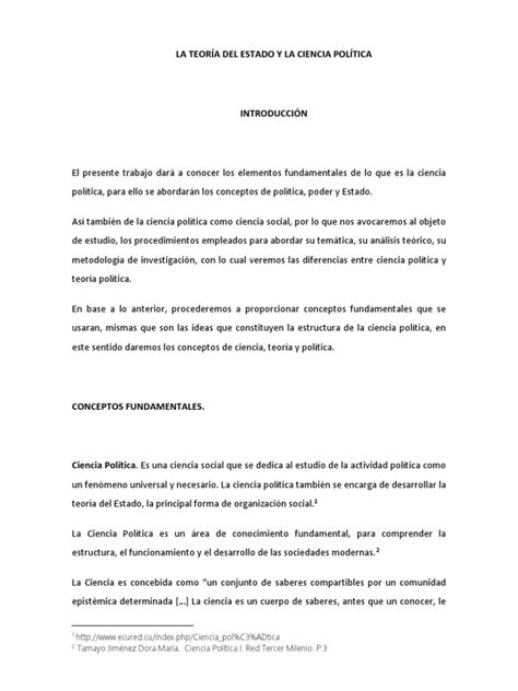 La Teoría Del Estado Y La Ciencia Política Estado Política