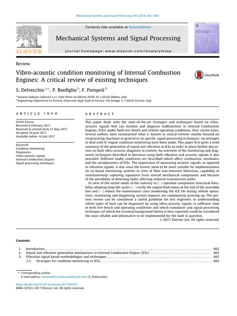 Vibro Acoustic Condition Monitoring Of Internal Combustion Download Free Pdf Spectral