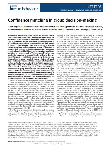 Pdf Confidence Matching In Group Decision Making