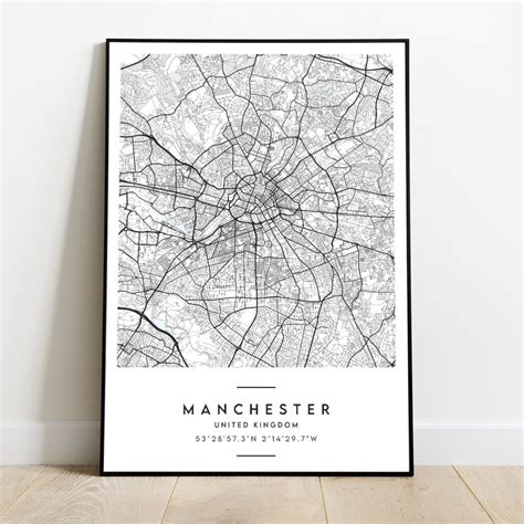 Manchester Minimalist Town City Map Poster