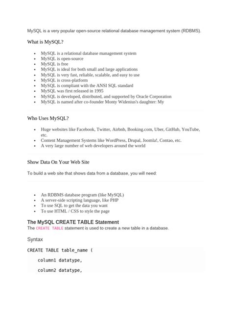 Mysql Is A Very Popular Open Pdf My Sql Relational Database