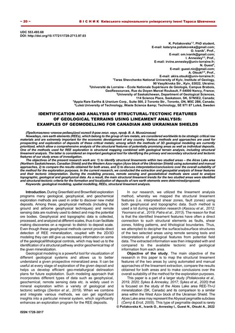 Pdf Identification And Analysis Of Structural Tectonic Features Of
