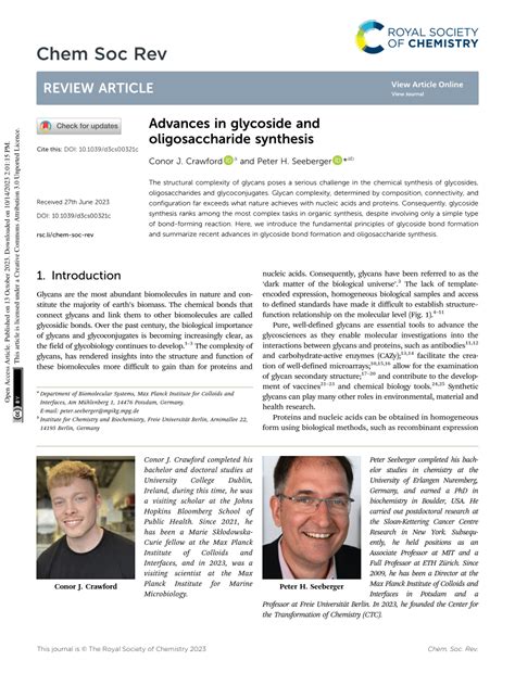 Pdf Advances In Glycoside And Oligosaccharide Synthesis
