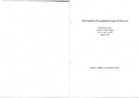 Pdf Intermediate Propositional Logics A Survey