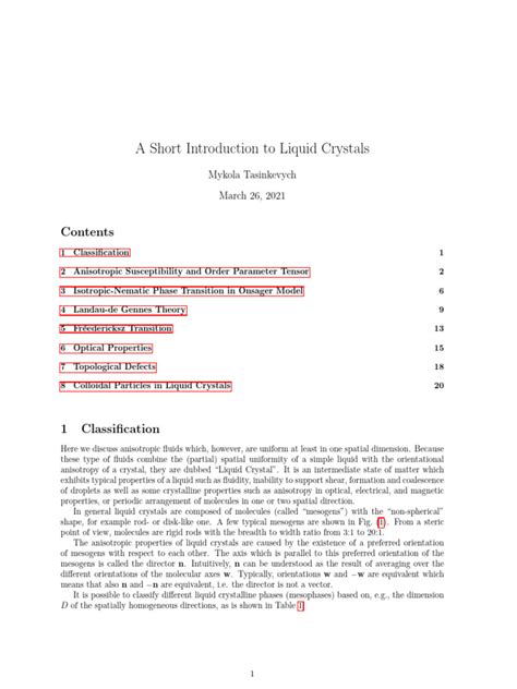 Lc Notes V3 Pdf Liquid Crystal Chemistry