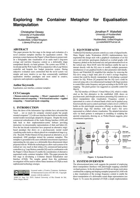 Pdf Exploring The Container Metaphor For Equalisation Manipulation
