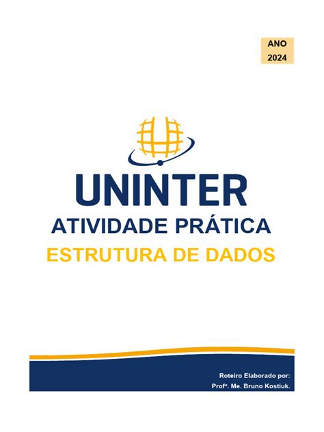 Roteiro De Atividade Pratica A1 2024 Estrutura De Dados Pdf