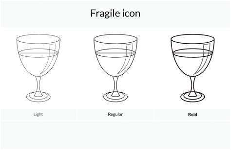 premium vector fragile icon light regular and bold style design