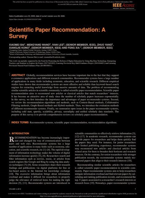 Pdf Scientific Paper Recommendation A Survey The Alpha