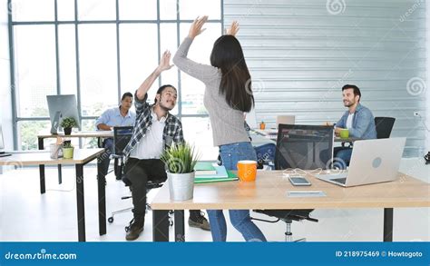 Office Teamwork Celebration Working Happiness Happy Business People