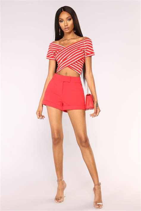 Superlove Short Sleeve Crop Top Red Fashion Nova Knit Tops