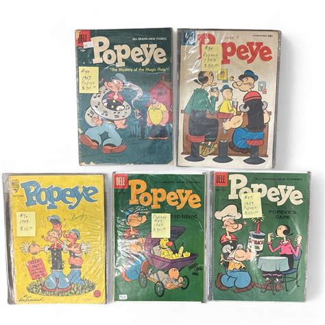 5 Vintage Assorted Del Popeye Comics