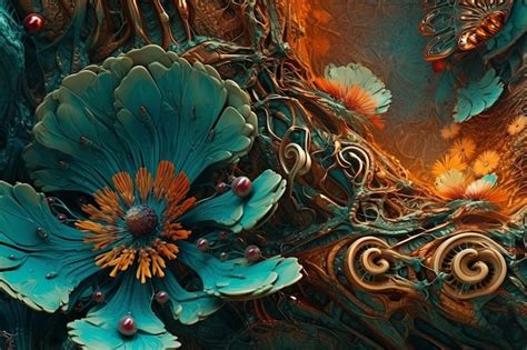 Premium Ai Image Futuristic Naturetech Fusion Mesmerizing Macro Hybrid Texture Background