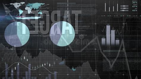 Animation Of Infographic Interface Target Text And Graphs Over Aerial
