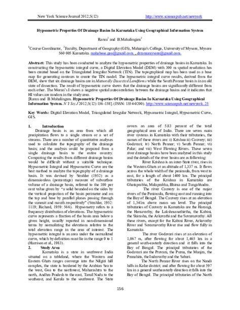 Pdf Hypsometric Properties Of Drainage Basins In Karnataka Using Geographical Information System