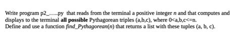 Solved Problem 2 Pythagorean Numbers The Lengths Abc Of