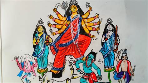 How To Draw Maa Durga With Color Pencil Drawing Maa Durga Face Durga