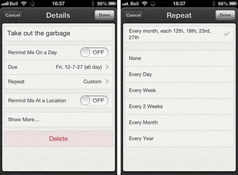 Setting Custom Repeat Intervals In The Reminders App ILounge